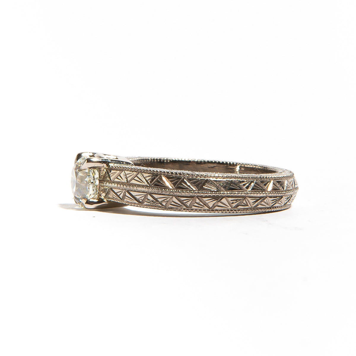 GLADYS: White Gold Palladium Solitaire Diamond Engagement Ring ...